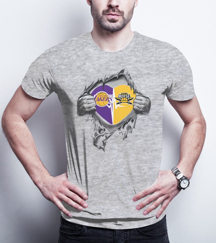 Los Angeles Lakers Northern Kentucky Norse Split Heart T-Shirt