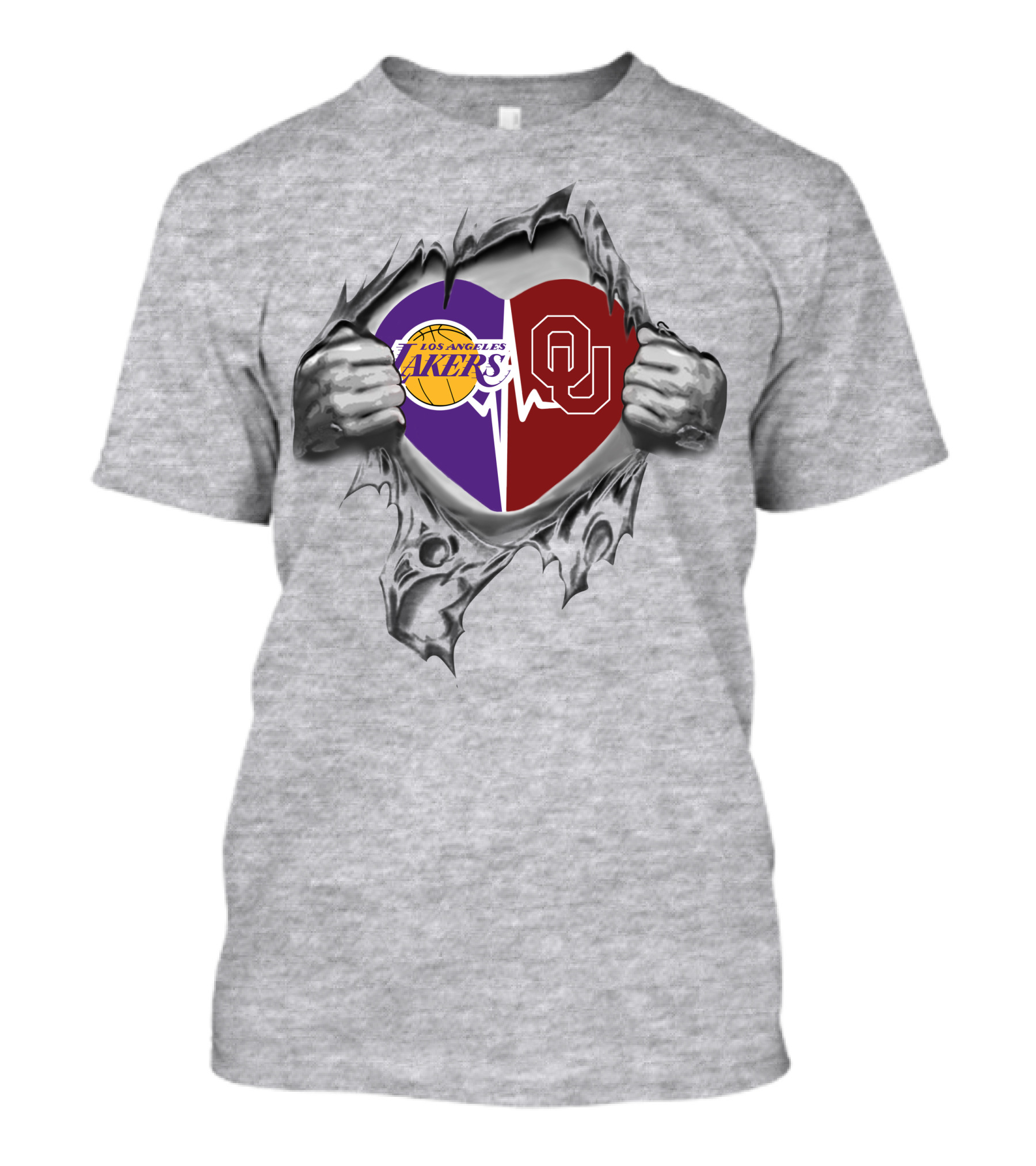 Los Angeles Lakers Oklahoma Sooners Heart T-Shirt