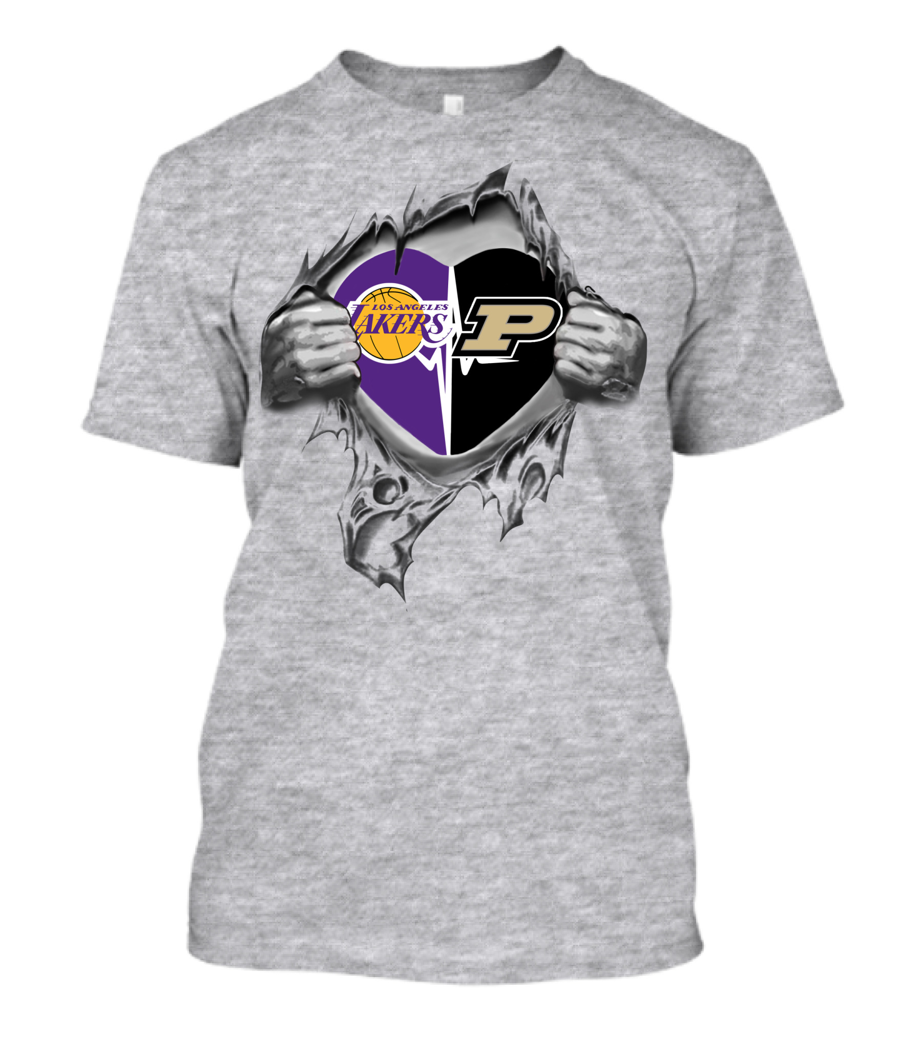 Los Angeles Lakers Purdue Boilermakers Heart Torn T-Shirt