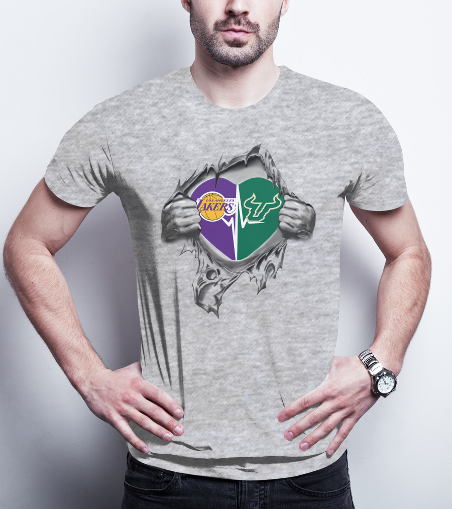 Los Angeles Lakers South Florida Bulls Heart T-Shirt