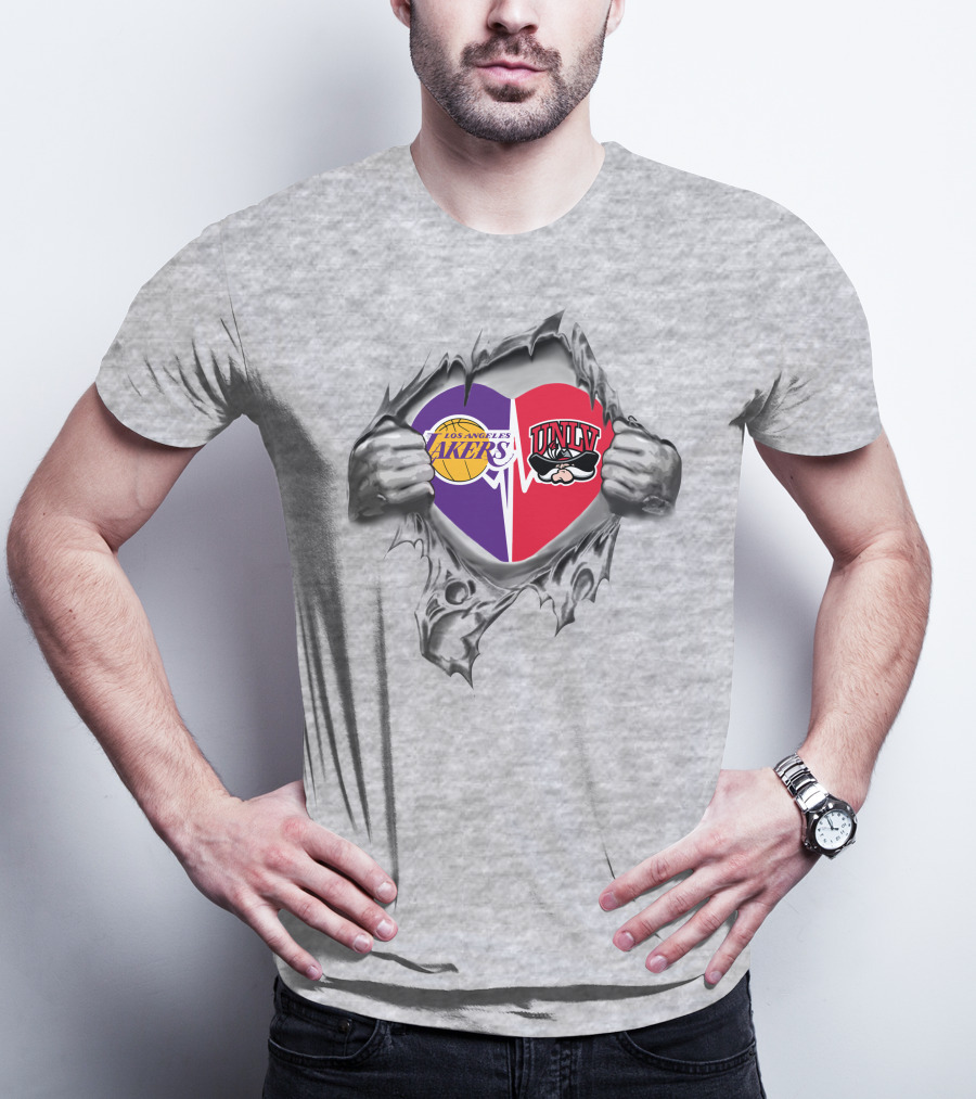 Los Angeles Lakers Unlv Rebels Heart Ripped Open T-Shirt
