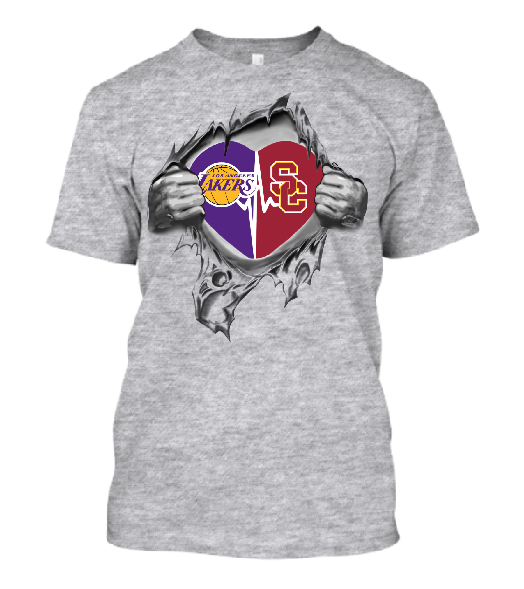 Los Angeles Lakers Usc Trojans Heart Symbol Unity T-Shirt