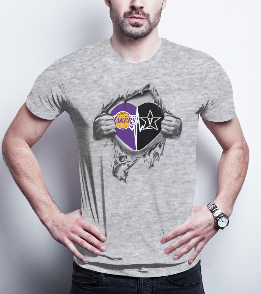 Los Angeles Lakers Vanderbilt Commodores Heart T-Shirt