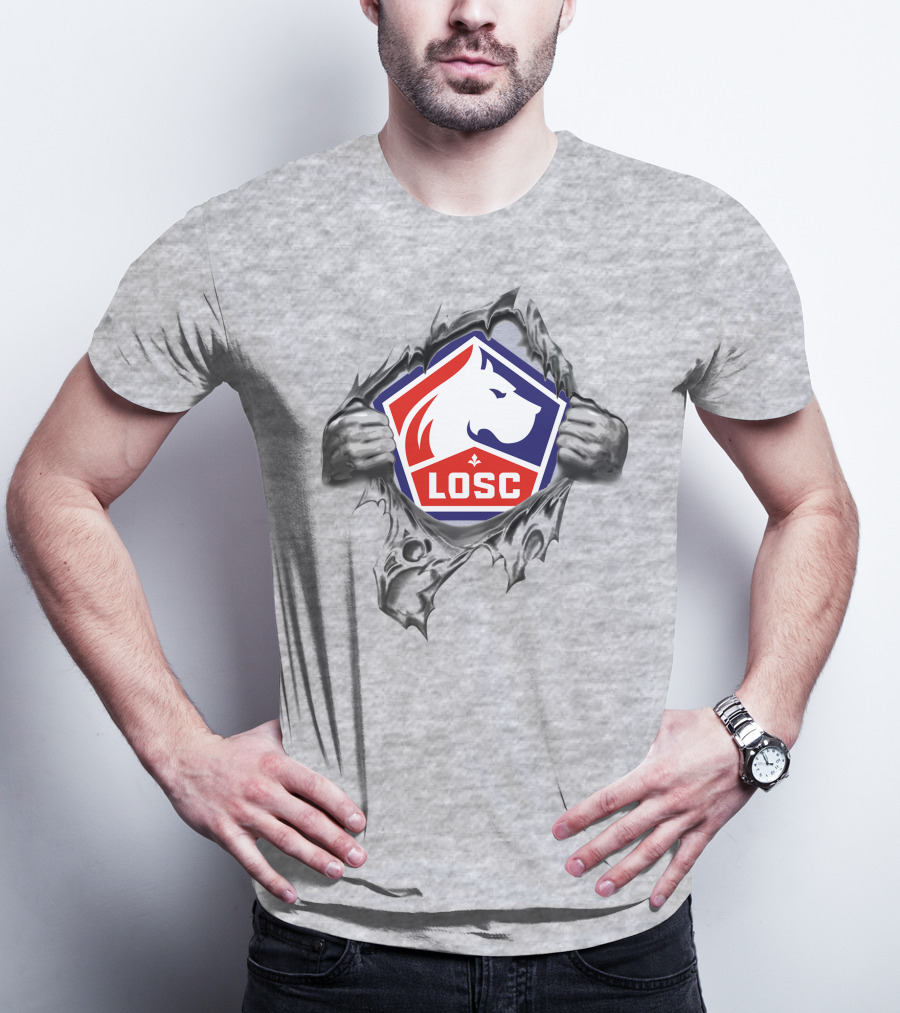 Losc Lille Super Fan 279 Iconic Emblem Ripped T-Shirt