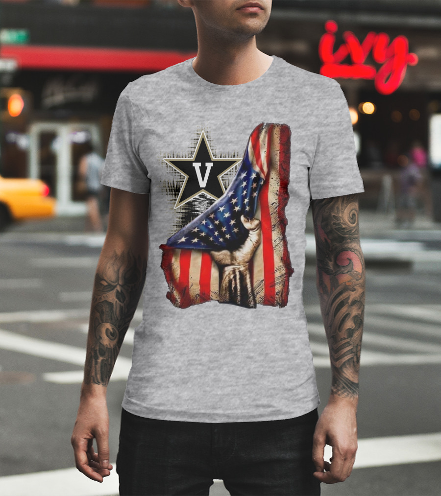 Vanderbilt Commodores American Flag Hand And Star T-Shirt