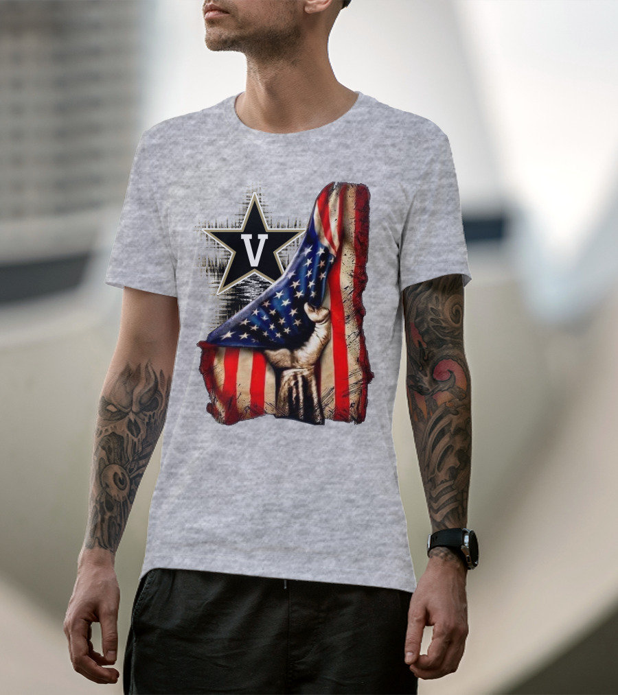 Vanderbilt Commodores American Flag Hand And Star T-Shirt