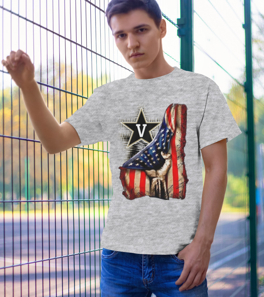 Vanderbilt Commodores American Flag Hand And Star T-Shirt