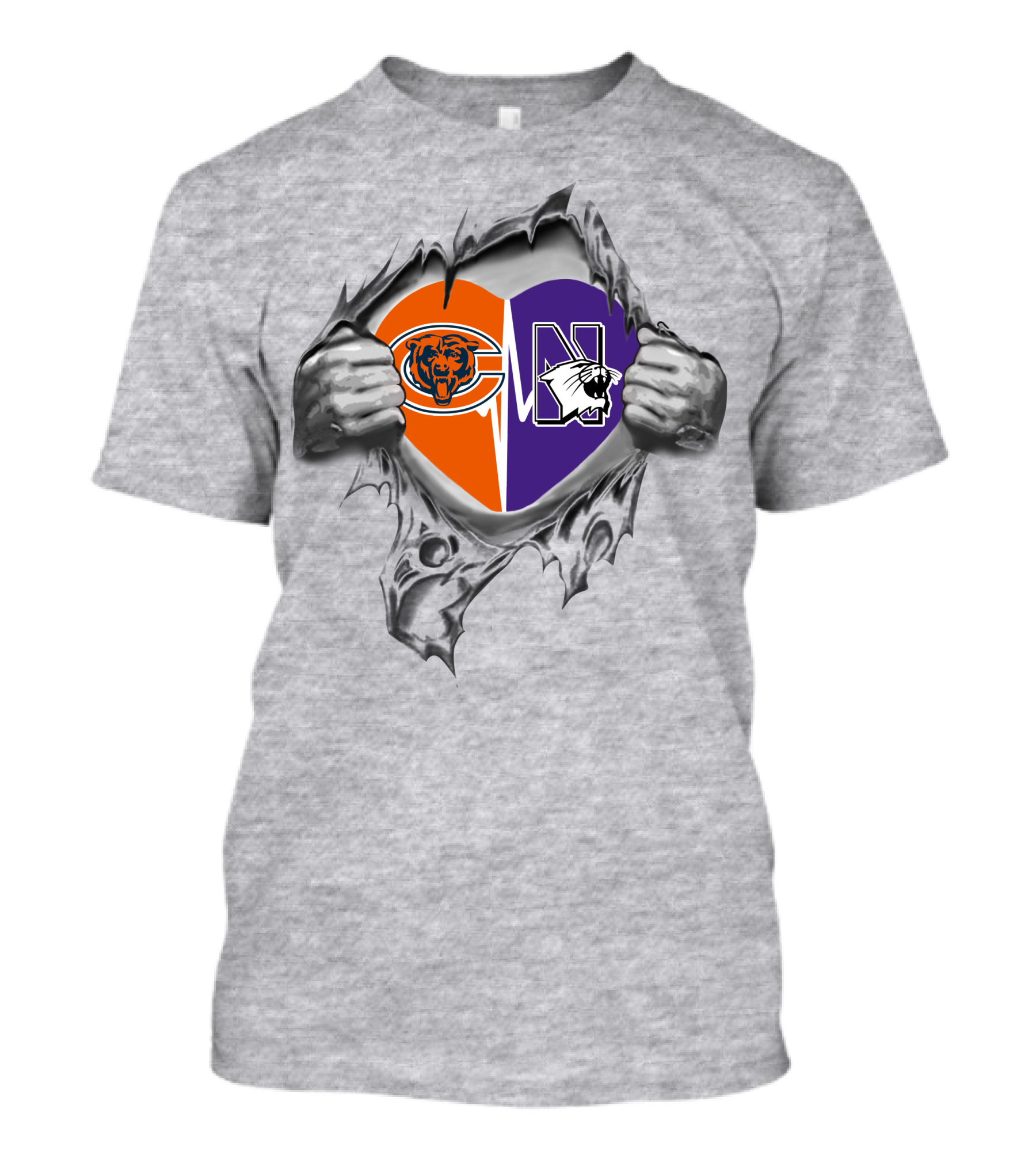 Chicago Bears Northwestern Wildcats Heart T-Shirt