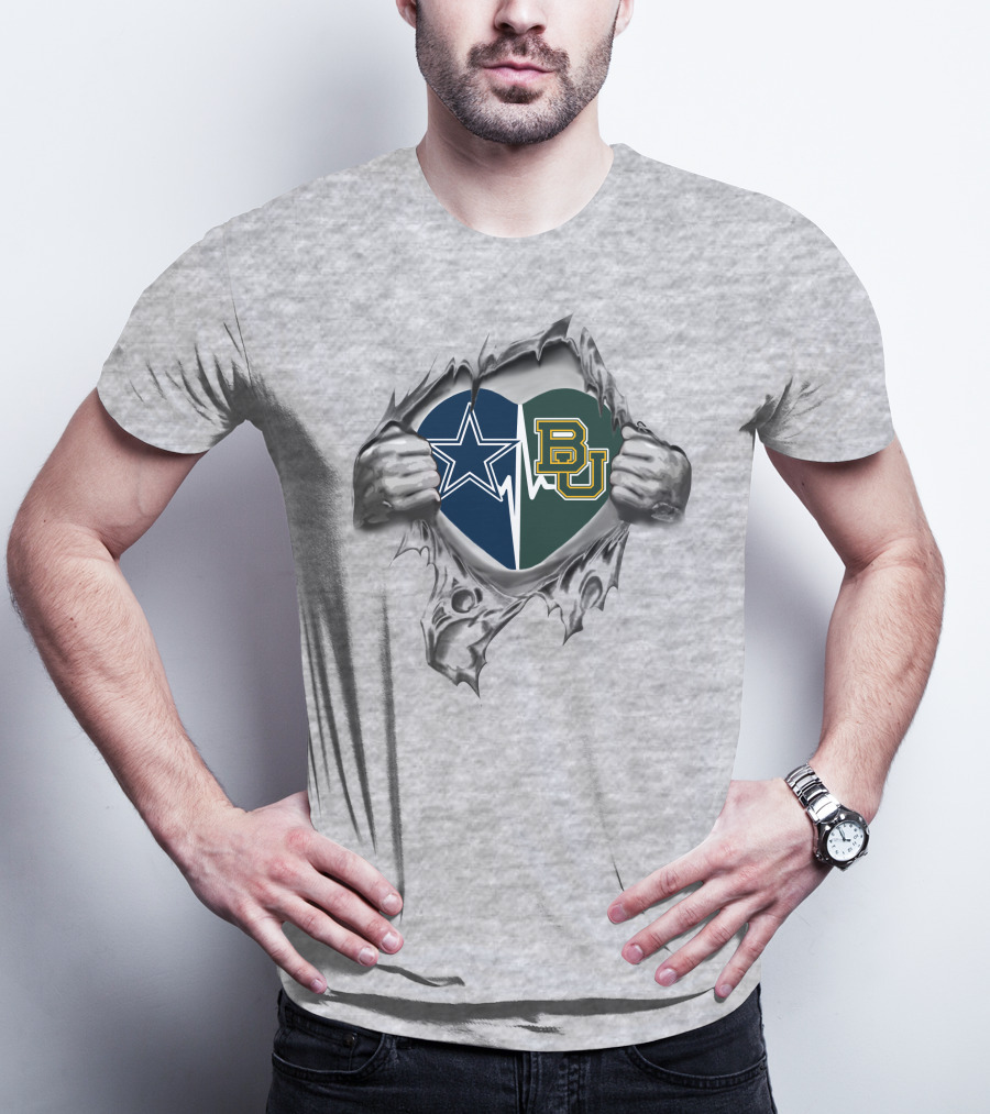 Dallas Cowboys And Baylor Bears Heart T-Shirt
