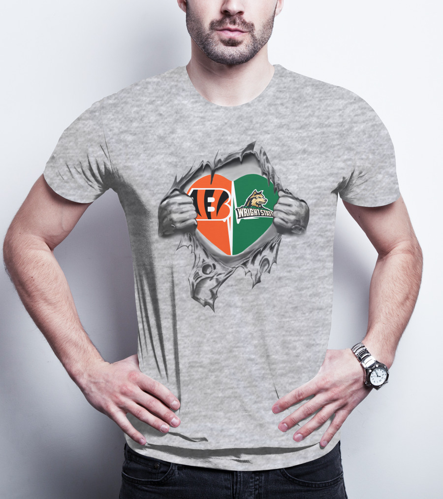 Bengals Wright State Raiders Heart Design In My Heart T-Shirt
