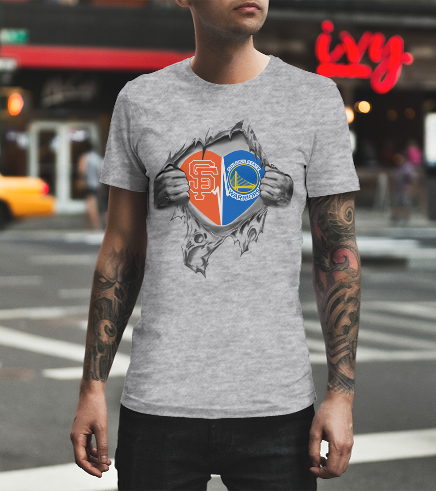 Giants Warriors It's In My Heart Dual Logo Fan Passion T-Shirt