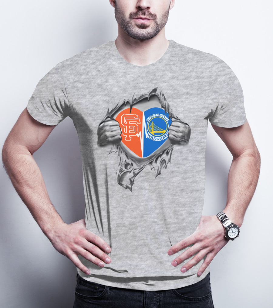 Giants Warriors It's In My Heart Dual Logo Fan Passion T-Shirt