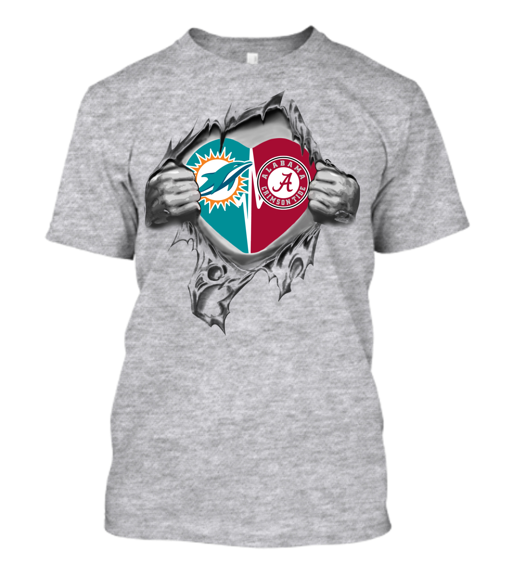 Dolphins Alabama Crimson Tide Heart In My Chest T-Shirt