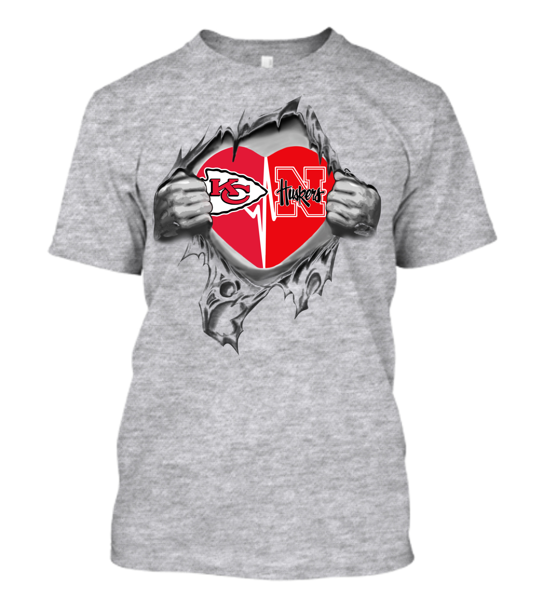 Chiefs And Nebraska Cornhuskers Heart T-Shirt