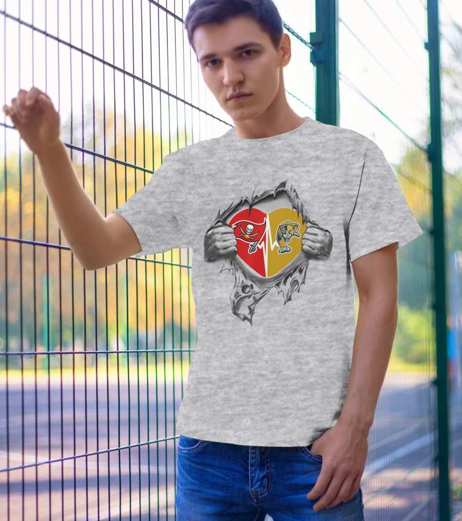 Buccaneers Florida Intl Golden Panthers Heartbeat T-Shirt