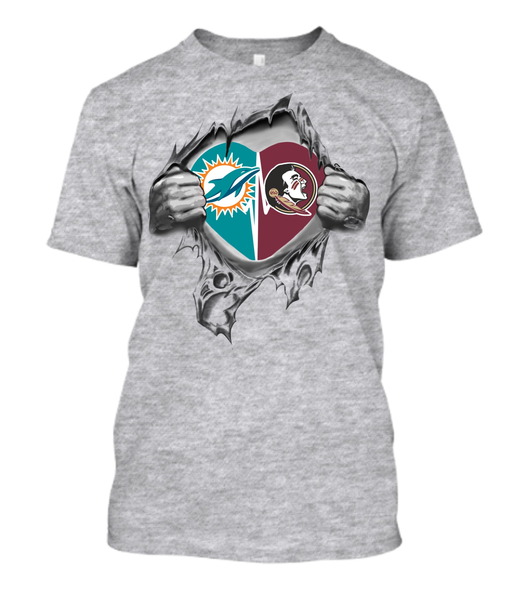 Miami Dolphins And Florida State Seminoles Heart T-Shirt