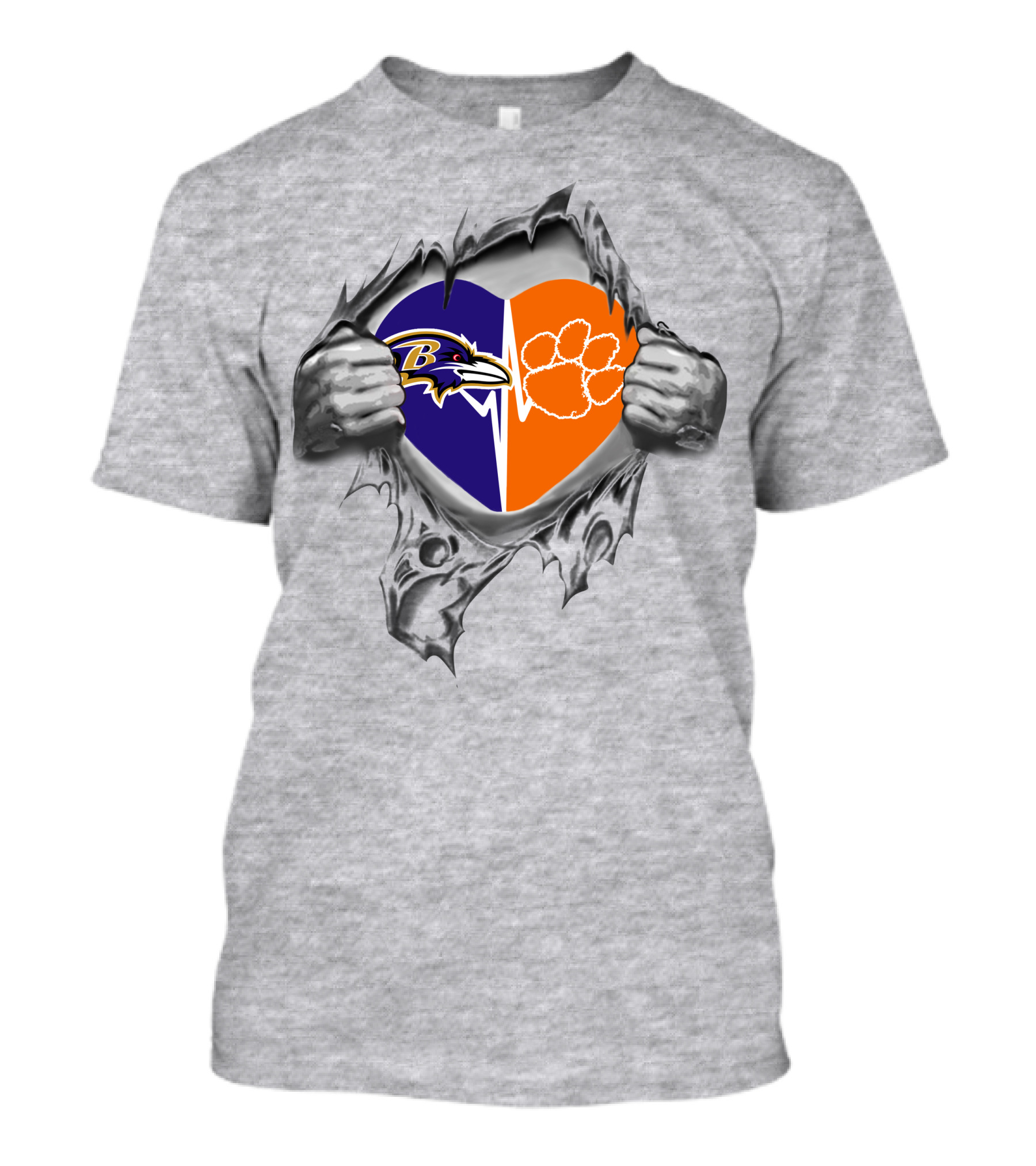 Ravens Clemson Heart With Football Pride And Love T-Shirt