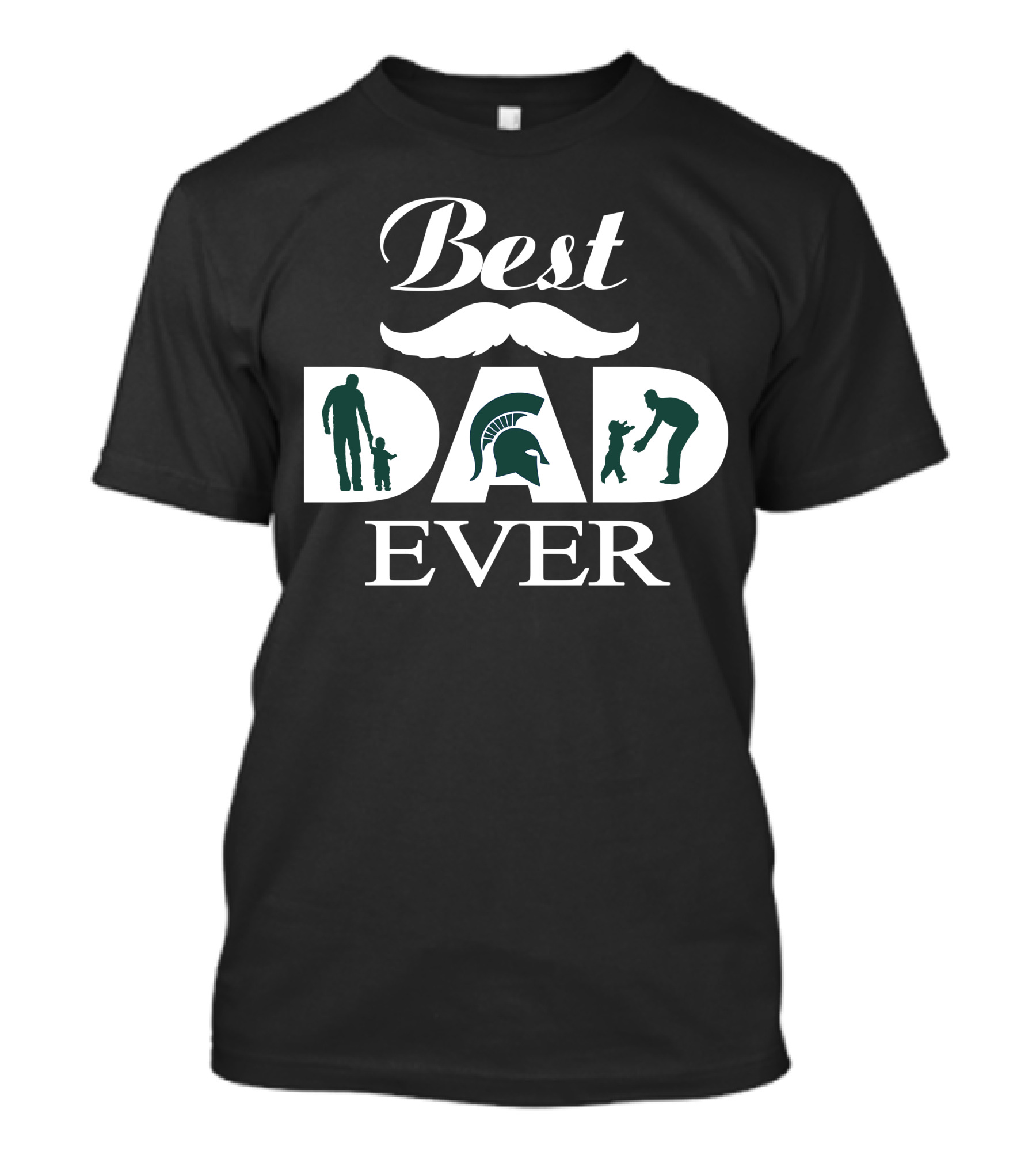 Best Dad Ever Michigan State Spartans Moustache And Fatherhood Silhouettes T-Shirt