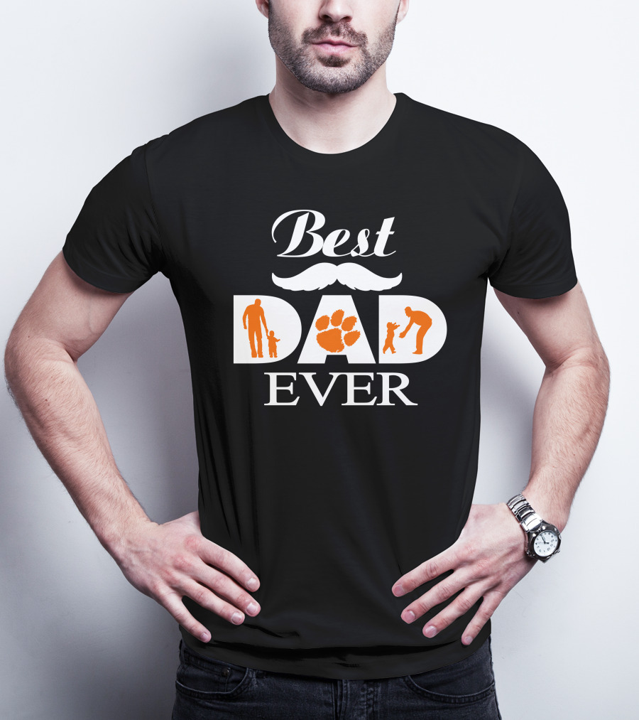 Best Dad Ever Clemson Tigers Paw Silhouette T-Shirt