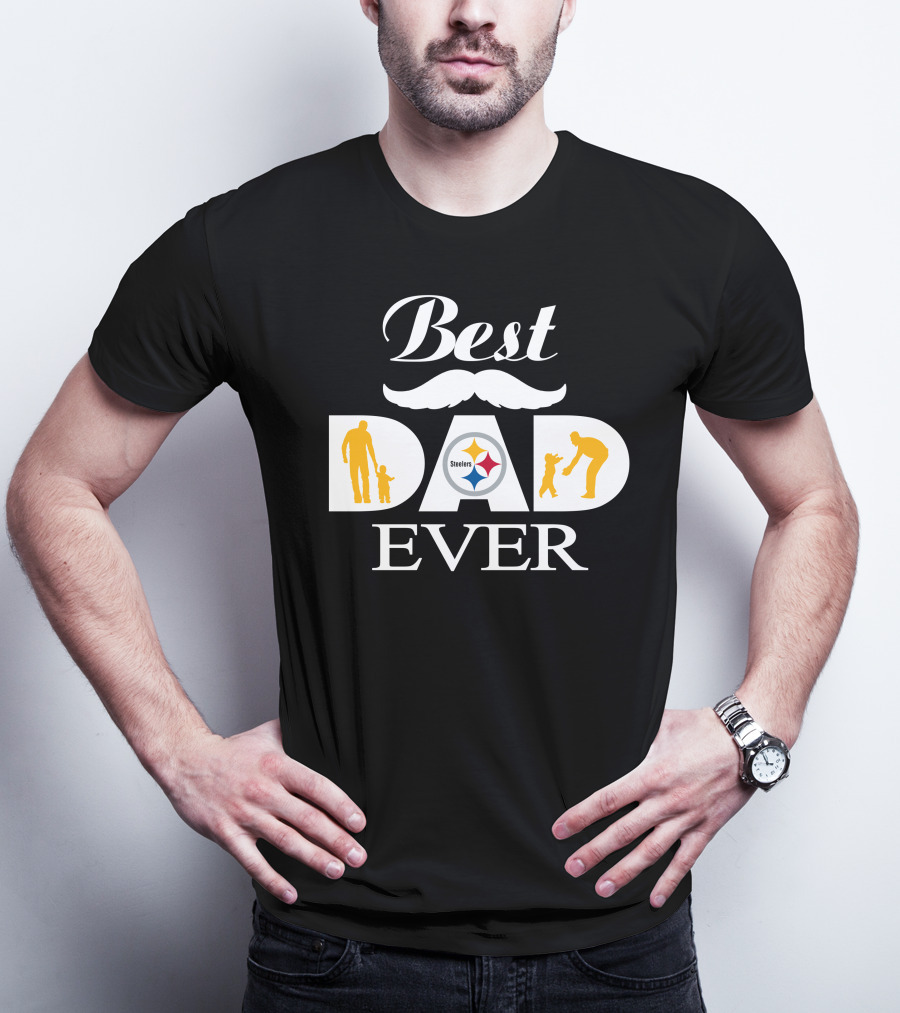 Pittsburgh Steelers Best Dad Ever Football Themed Father And Child Icons T-Shirt