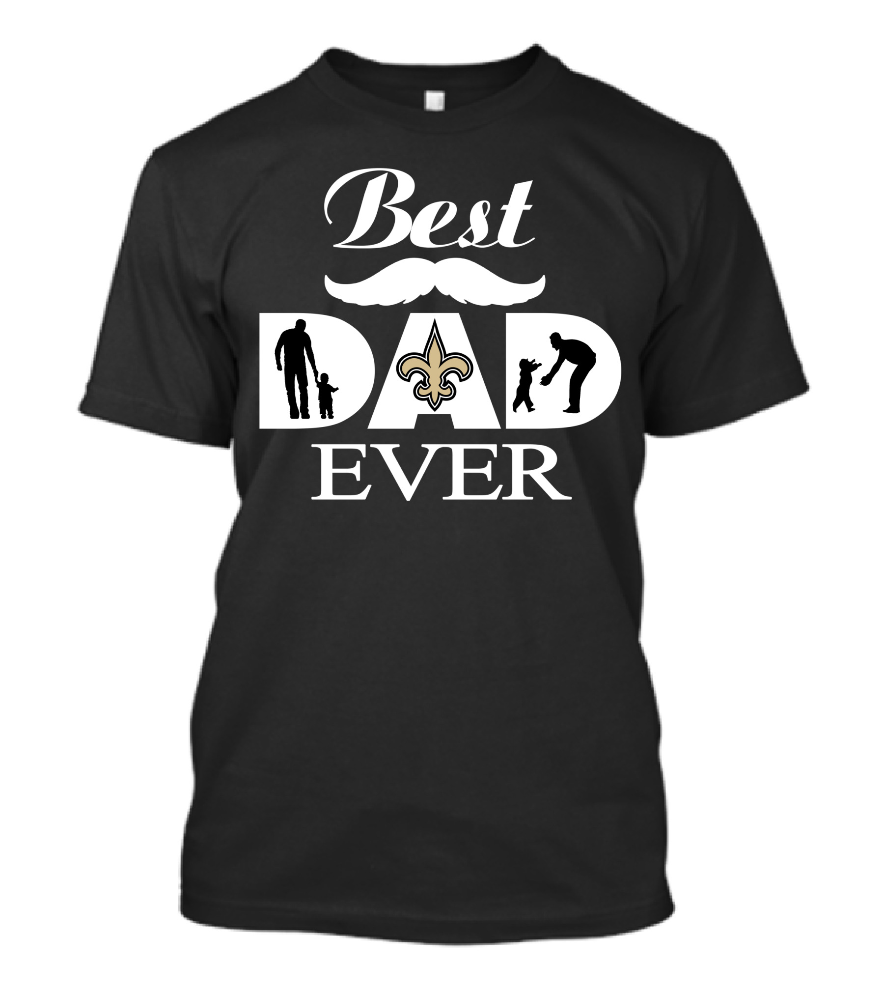 Best Dad Ever New Orleans Saints Fleur-De-Lis Silhouette T-Shirt