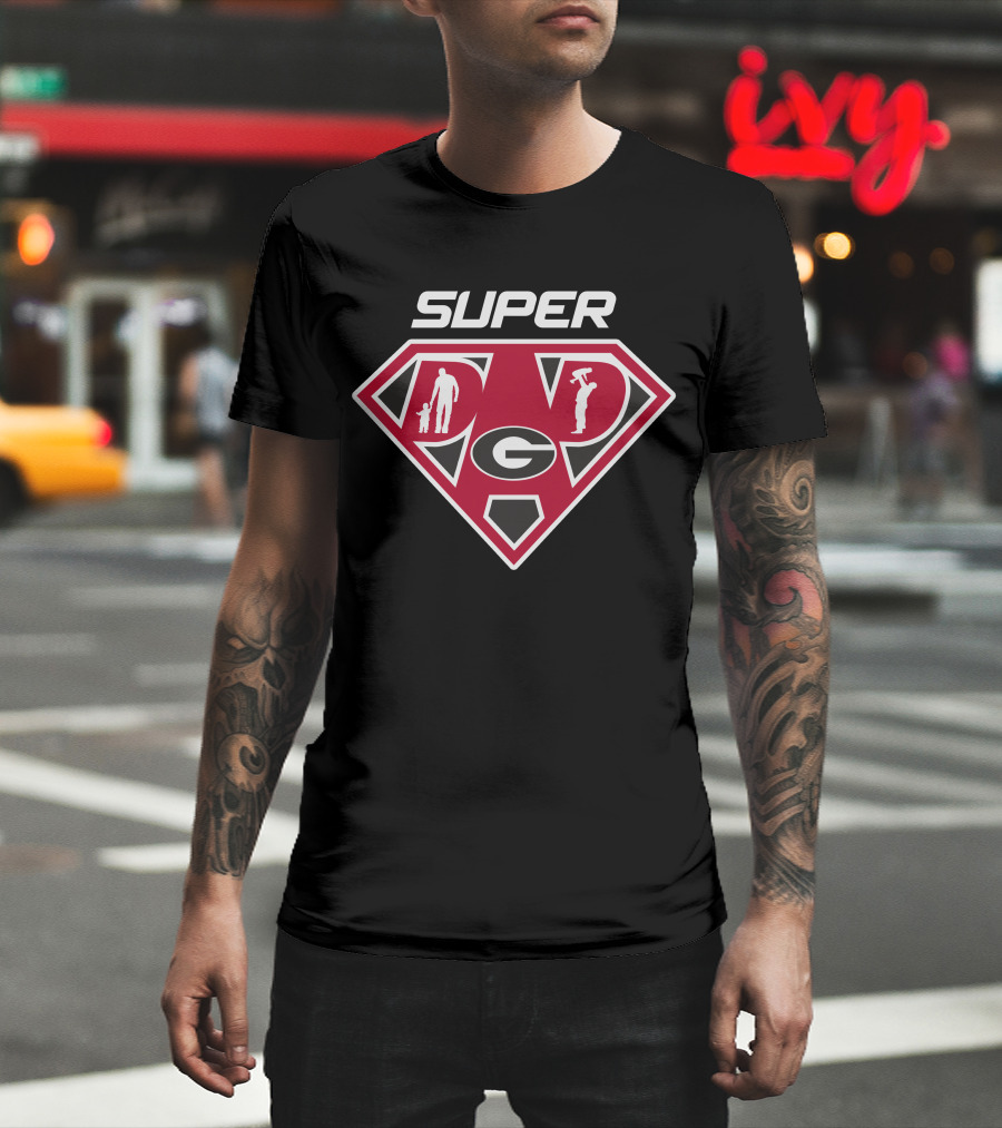 Super Dad Georgia Bulldogs Logo Hero T-Shirt