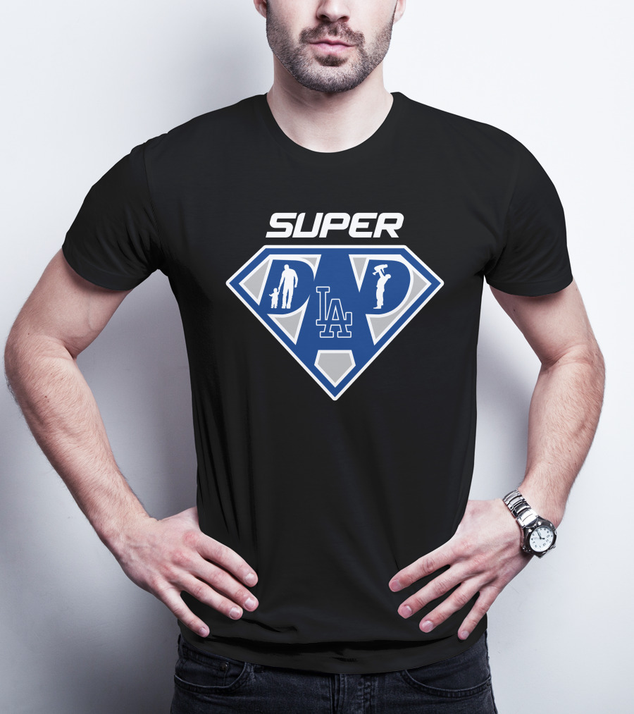Super Dad La Dodgers Baseball T-Shirt