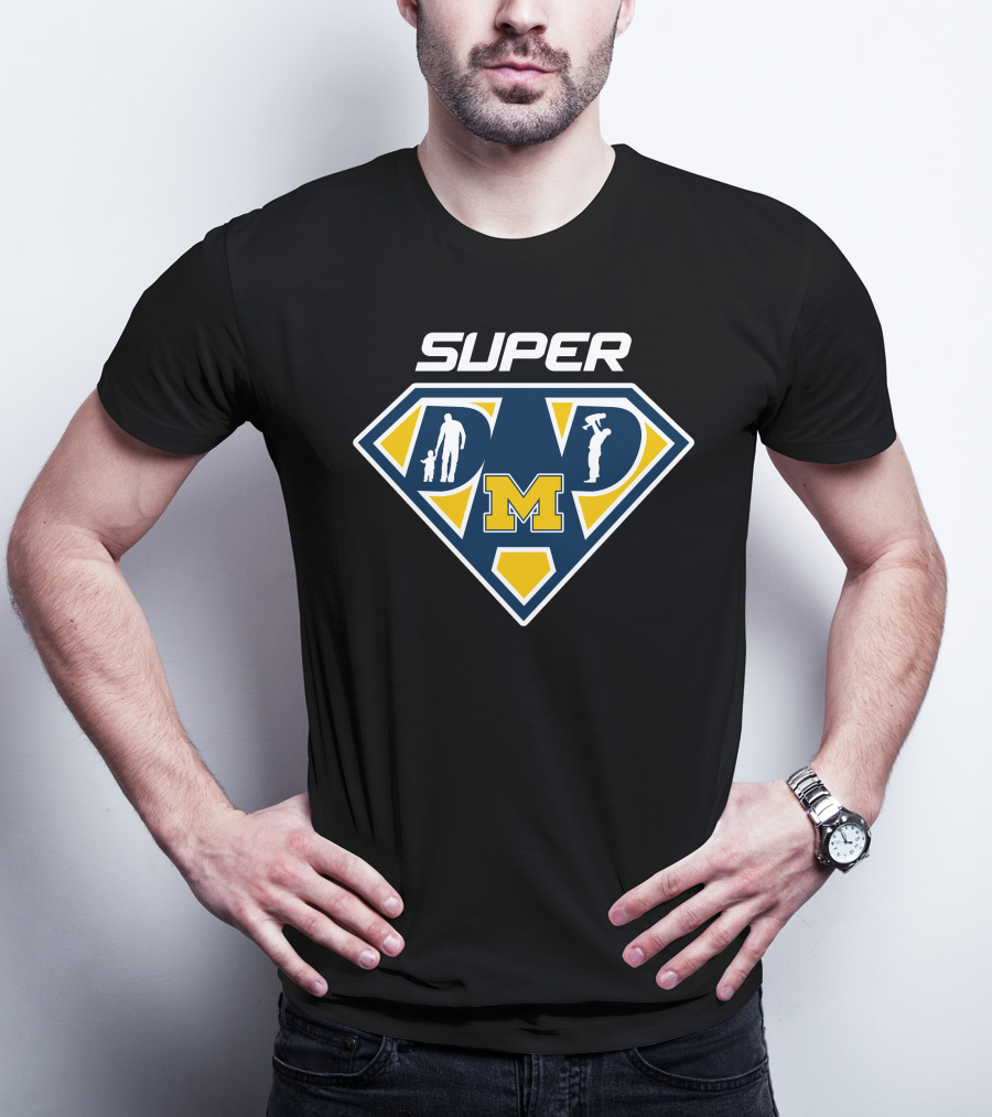 Super Michigan Wolverines M Dad T-Shirt