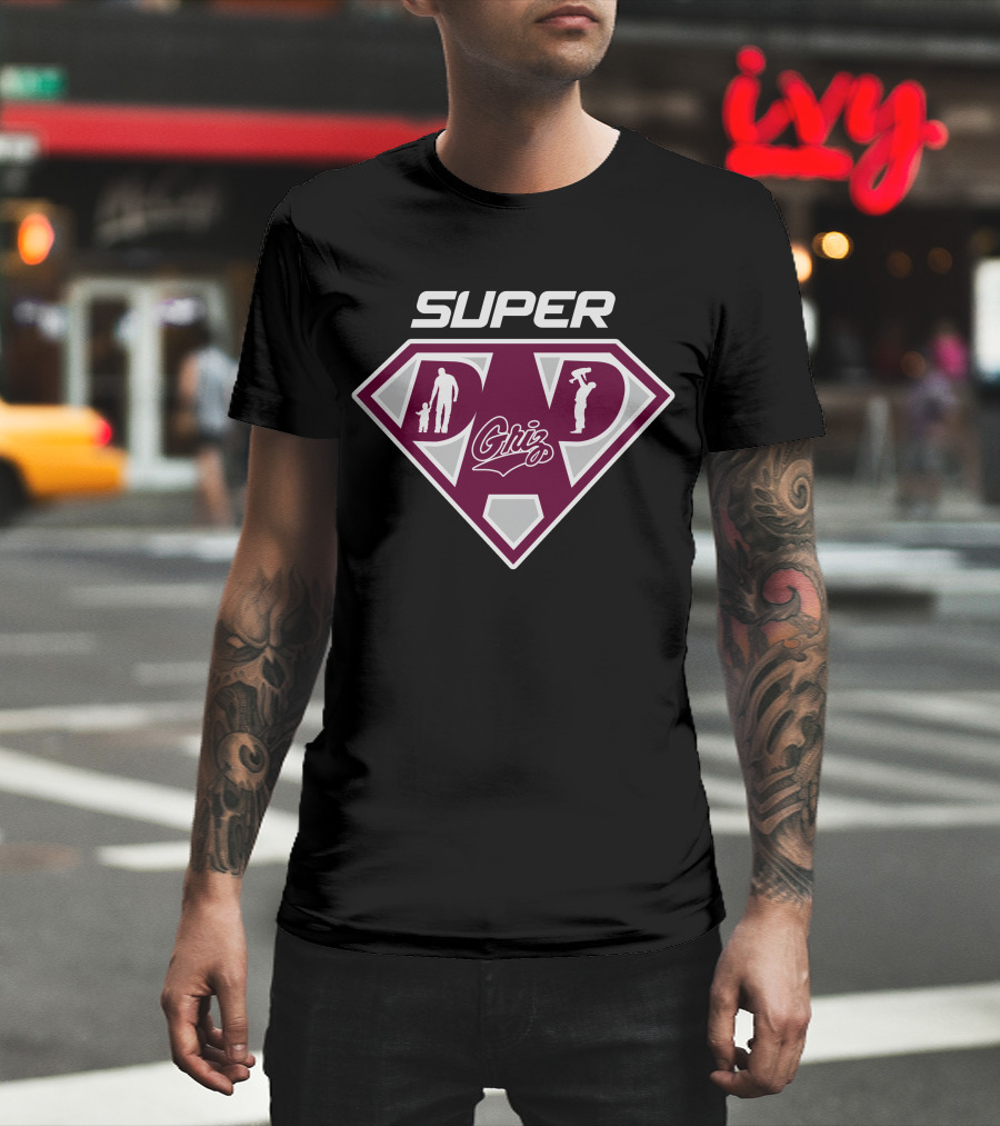 Montana Grizzlies Super Dad Shield Logo With Griz T-Shirt