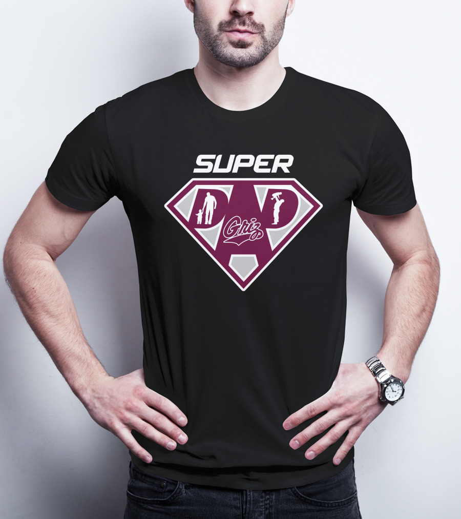 Montana Grizzlies Super Dad Shield Logo With Griz T-Shirt