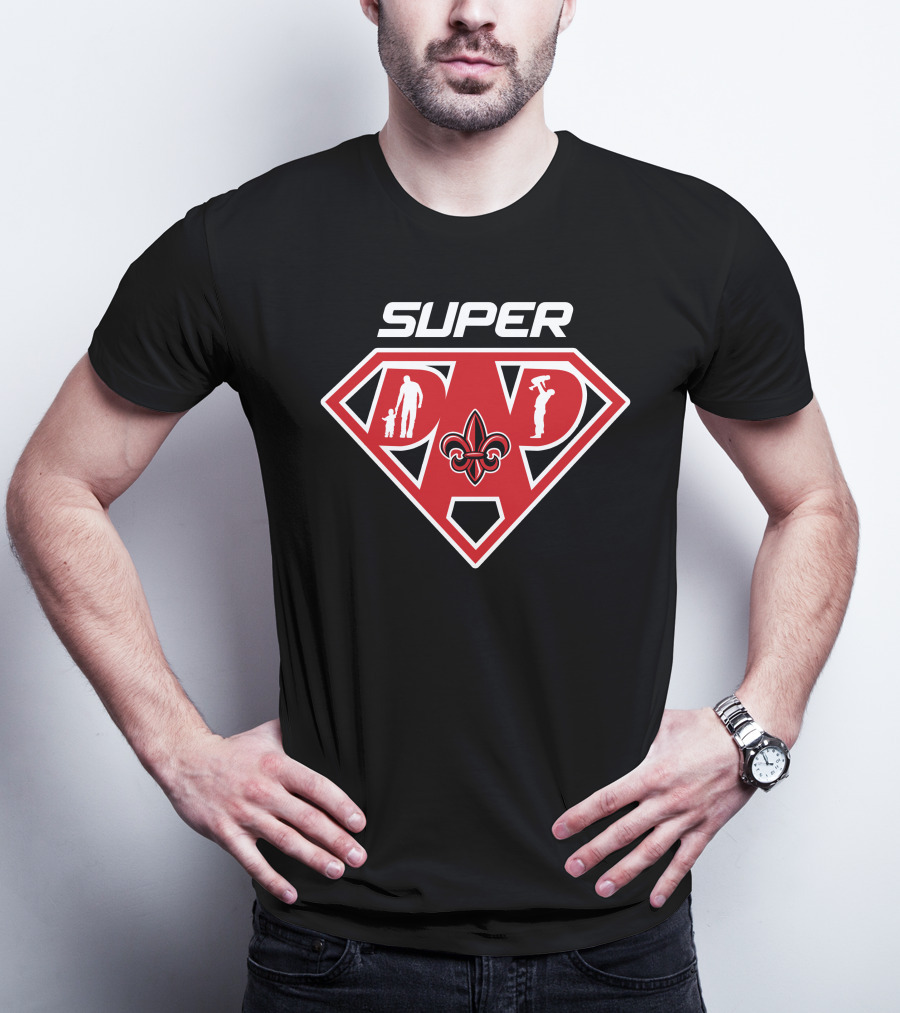 Super Dad Ragin Cajuns Fleur-De-Lis Superman Shield T-Shirt