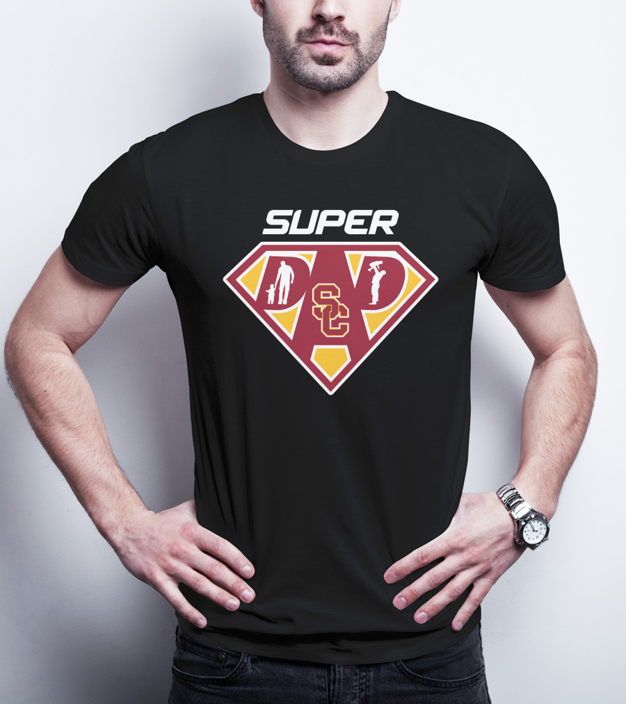 Super Dad Usc Trojans Logo Symbol Dad Superhero T-Shirt