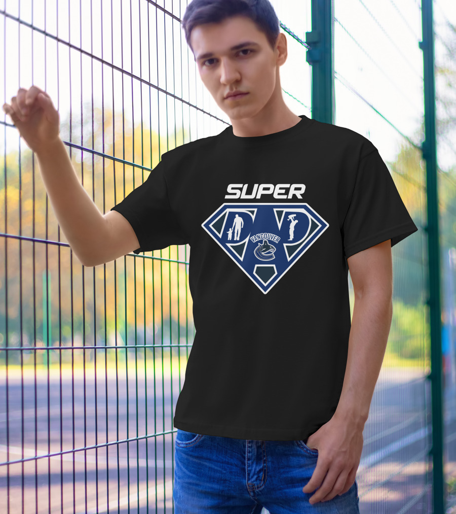 Vancouver Canucks Super Dad Hero Symbol With Logo And Figures T-Shirt