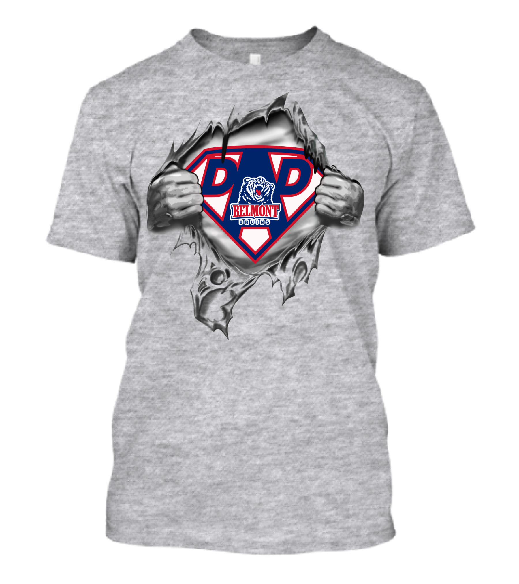 Super Dad Belmont Bruins Logo Superman Style T-Shirt