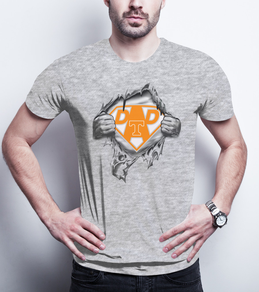Tennessee Volunteers Dad Superhero Logo Orange T-Shirt