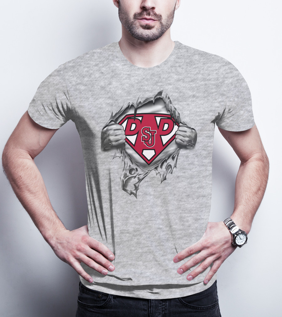 St John's Red Storm Super Dad Sj Logo Comic Style 196 T-Shirt