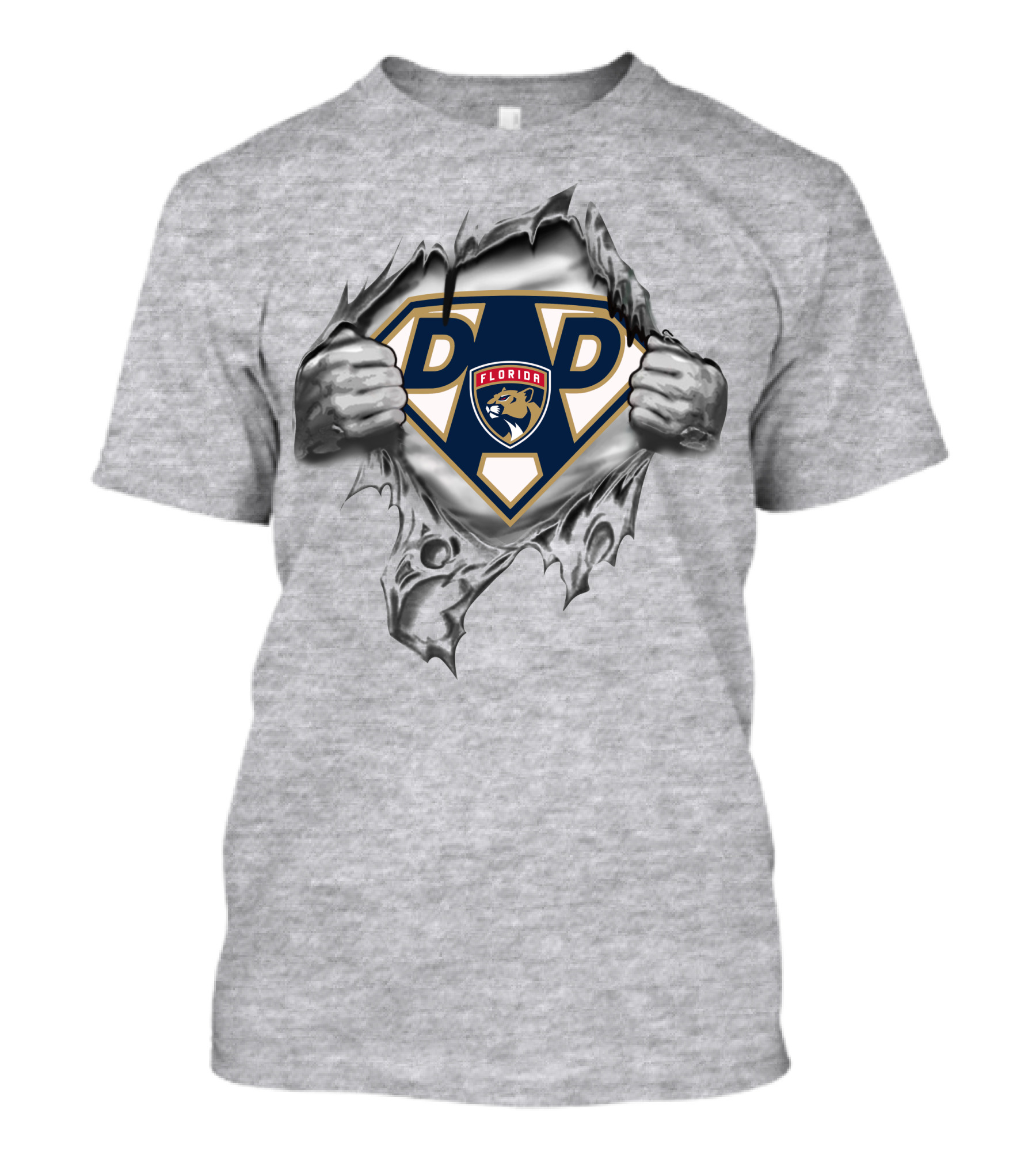 Florida Panthers Super Dad Emblem With Shield And Claw Marks T-Shirt