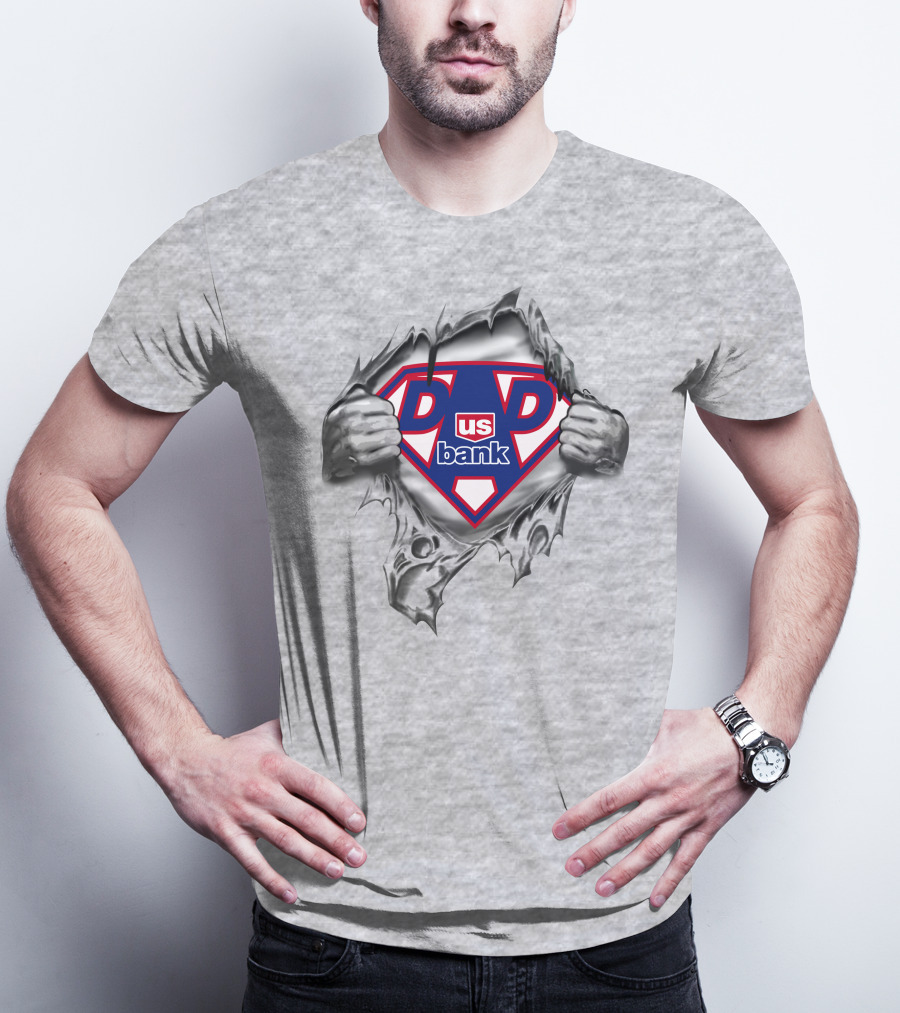 Us Bank Super Dad Symbol With Ripped Hands T-Shirt