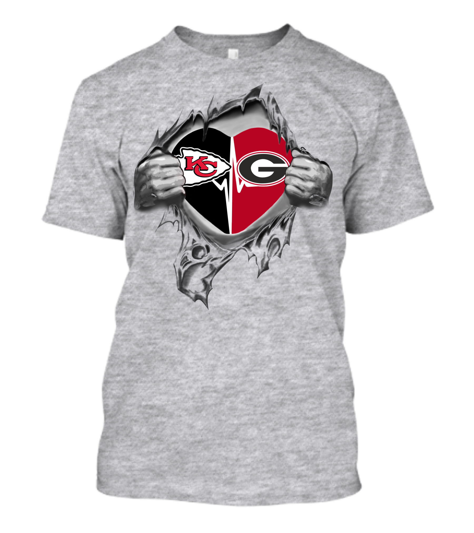 Chiefs Georgia Bulldogs Heart With Split T-Shirt