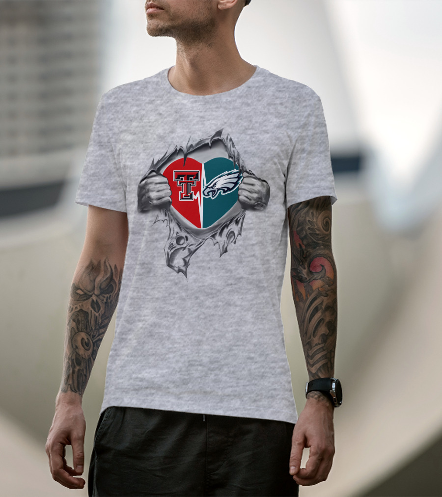 Texas Tech Red Raiders Eagles Heart T-Shirt