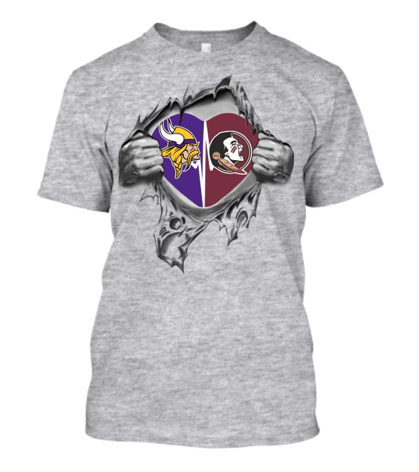 Vikings Florida State Seminoles Heart T-Shirt