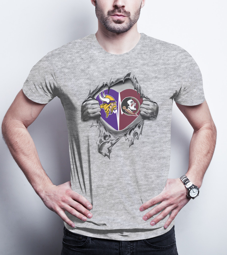 Vikings Florida State Seminoles Heart T-Shirt