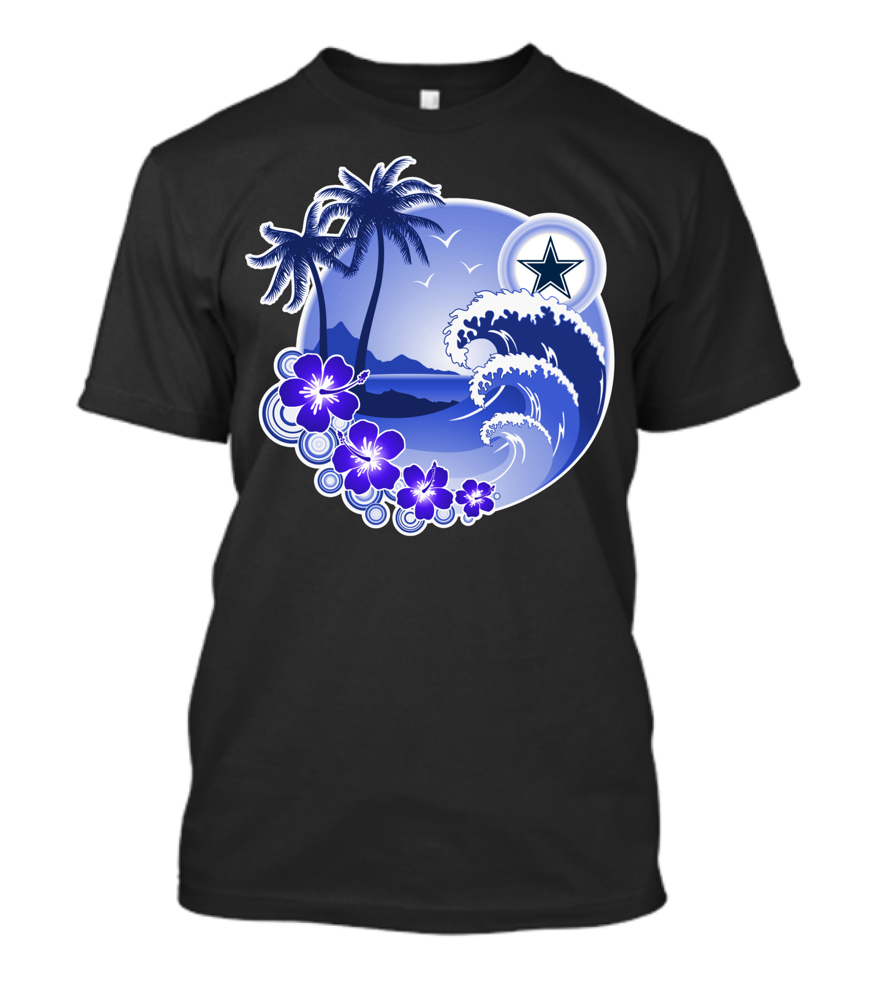 Dallas Cowboys Holiday Tropical Wave Palm Trees & Flowers T-Shirt