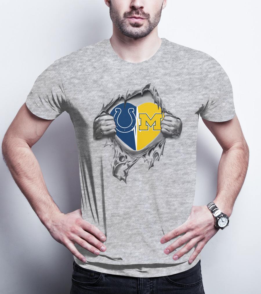 Colts Michigan Wolverines Heart Tear T-Shirt
