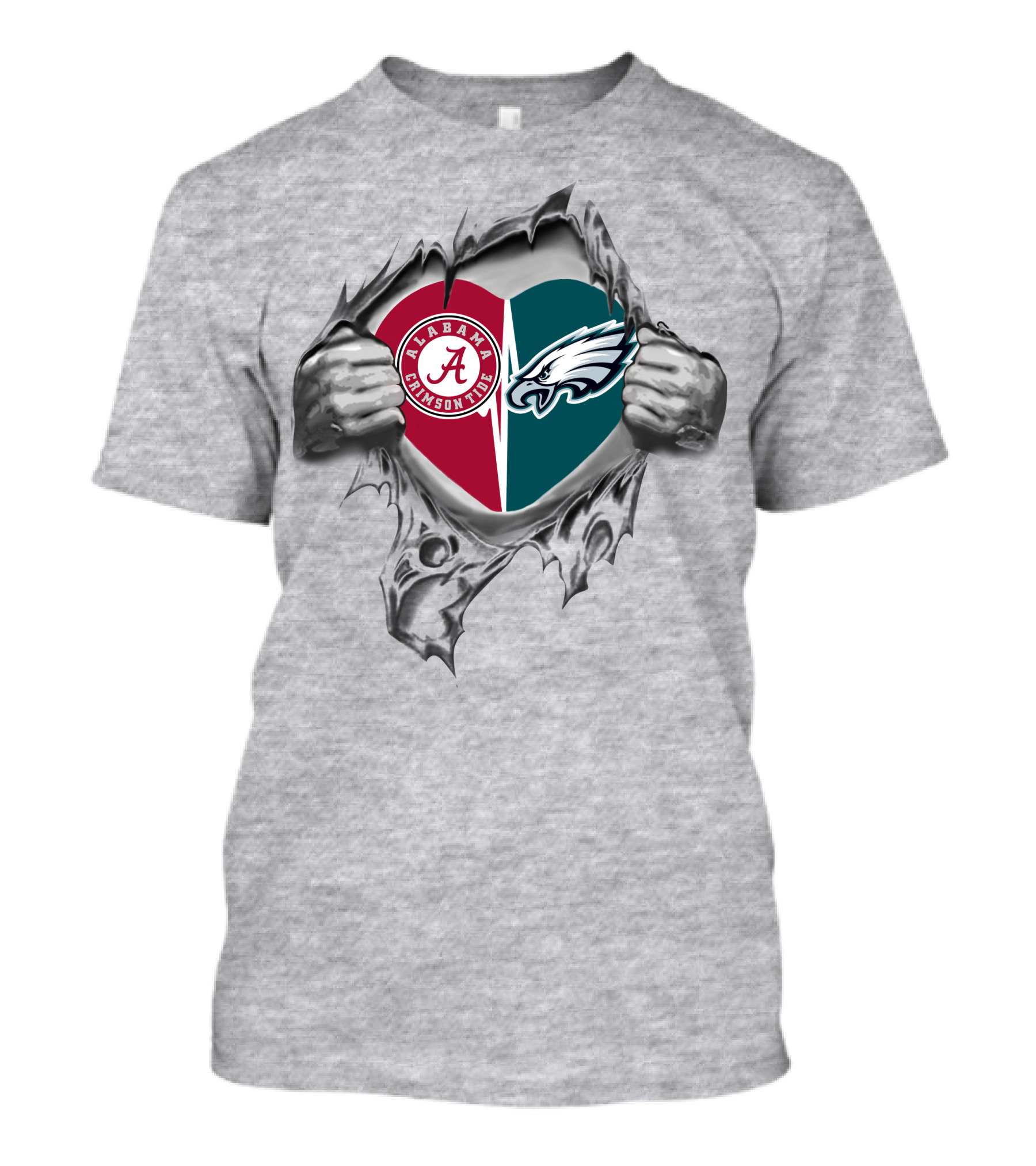 Eagles Alabama Crimson Tide Heart Split T-Shirt