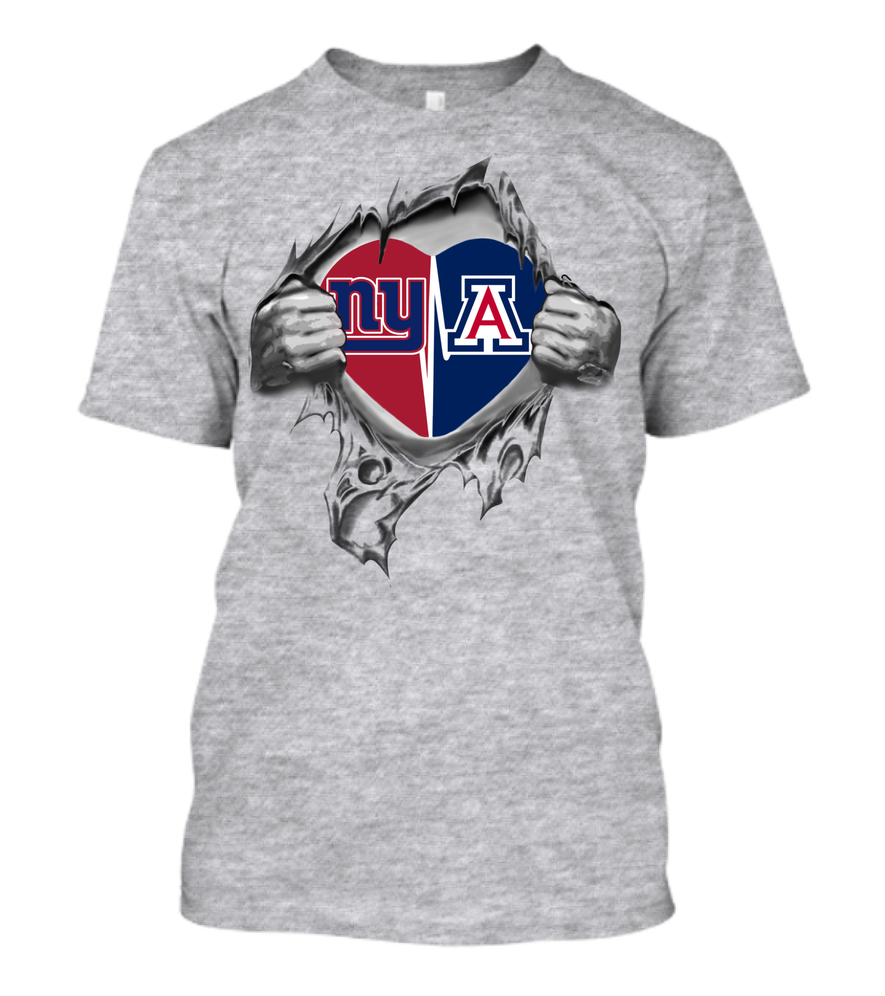 Giants Ny Arizona Wildcats Heart Split T-Shirt