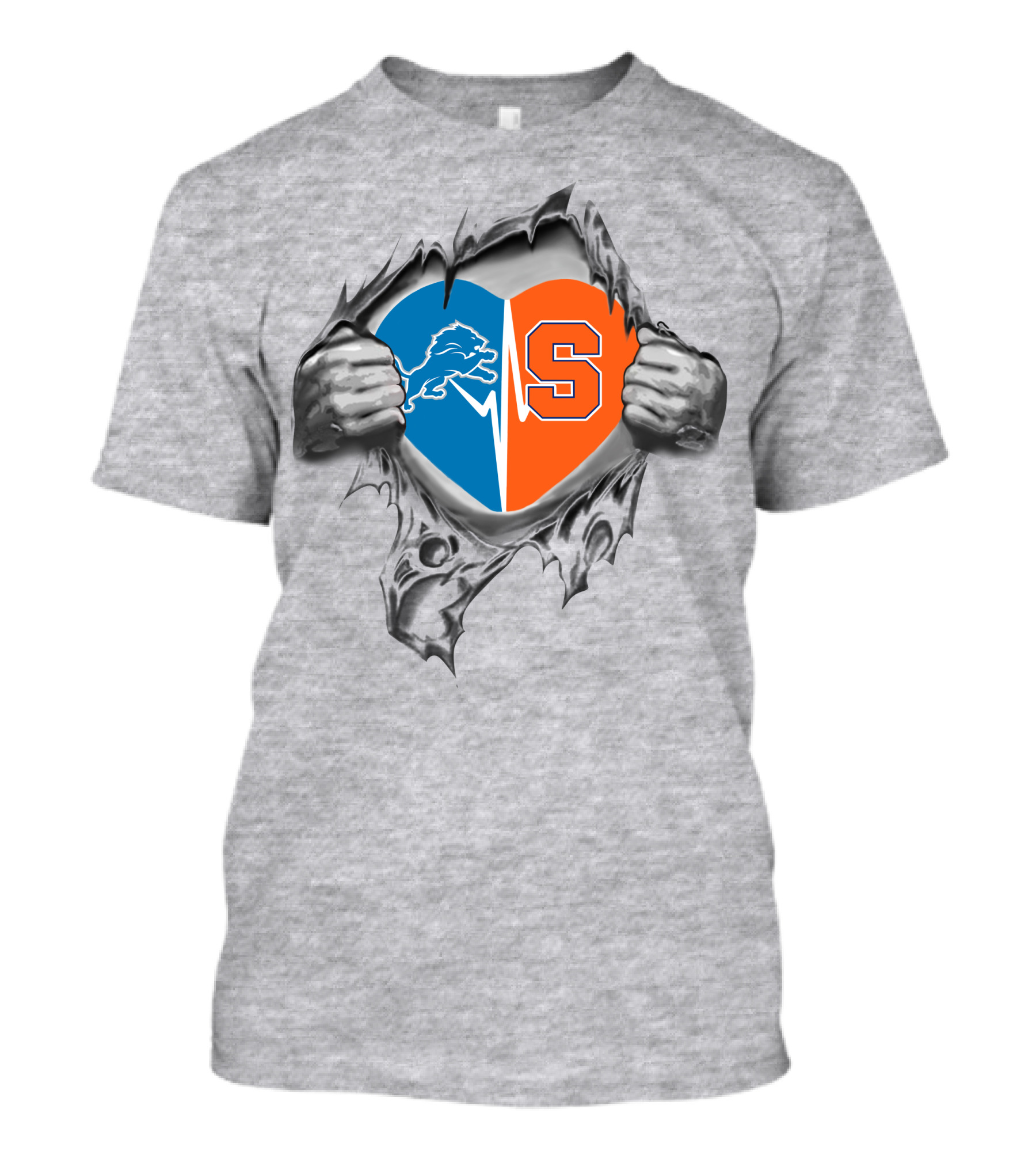 Detroit Lions And Syracuse Orange Heart T-Shirt