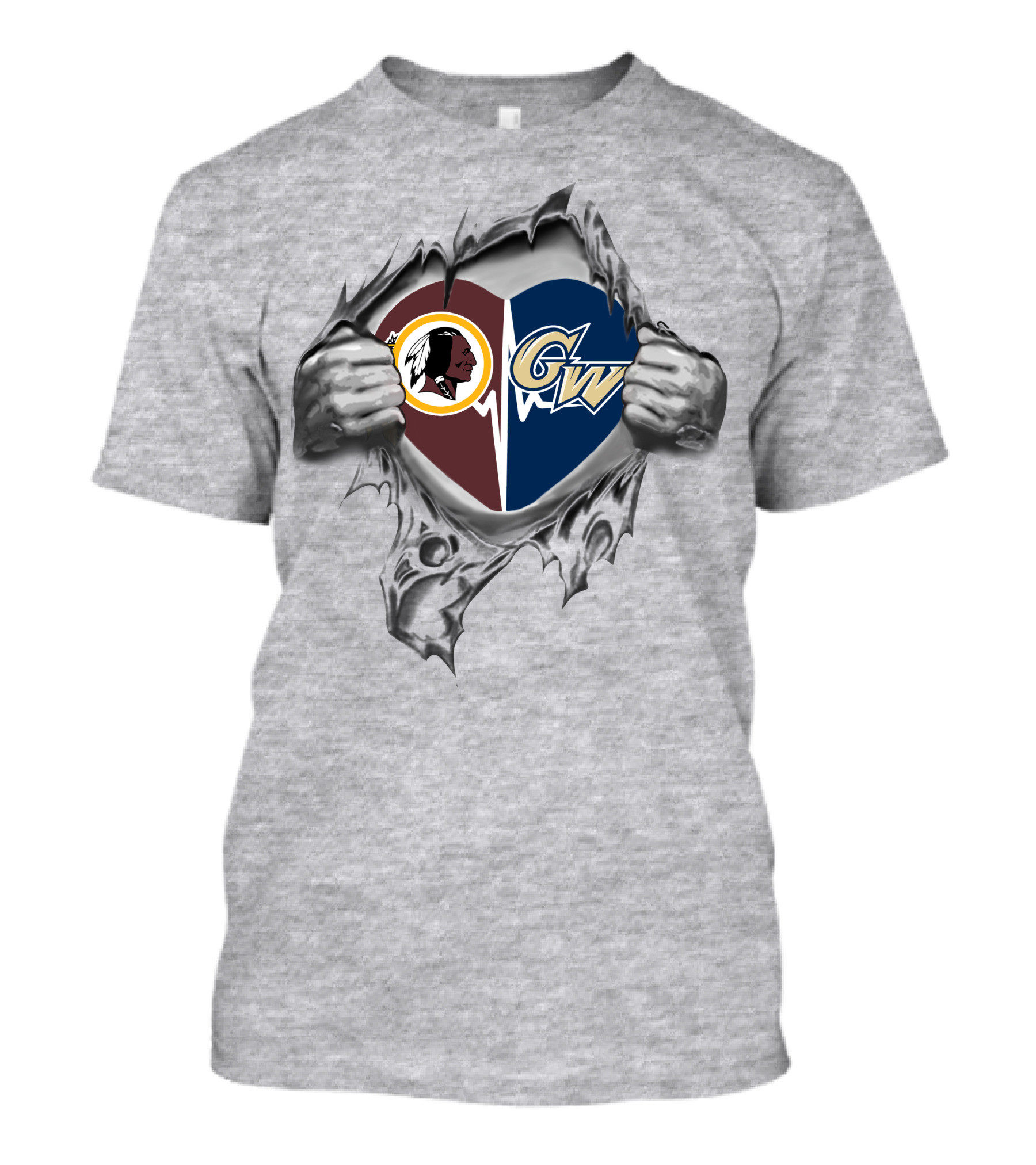 Washington Redskins And George Washington Colonials Heart T-Shirt