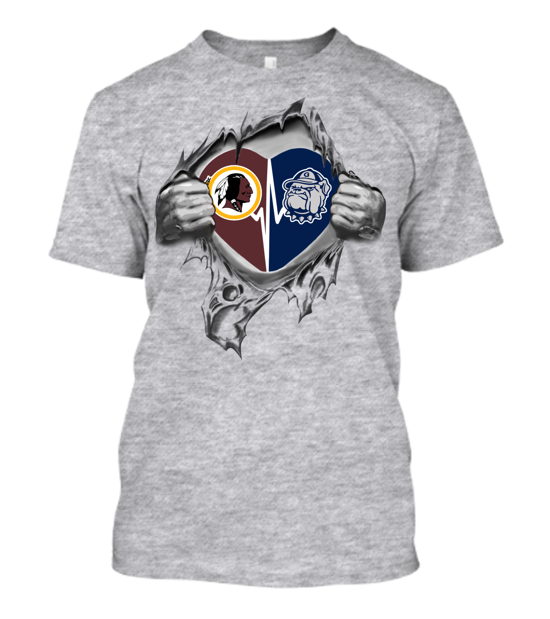 Georgetown Hoyas Redskins Heartbeat Loyalty T-Shirt