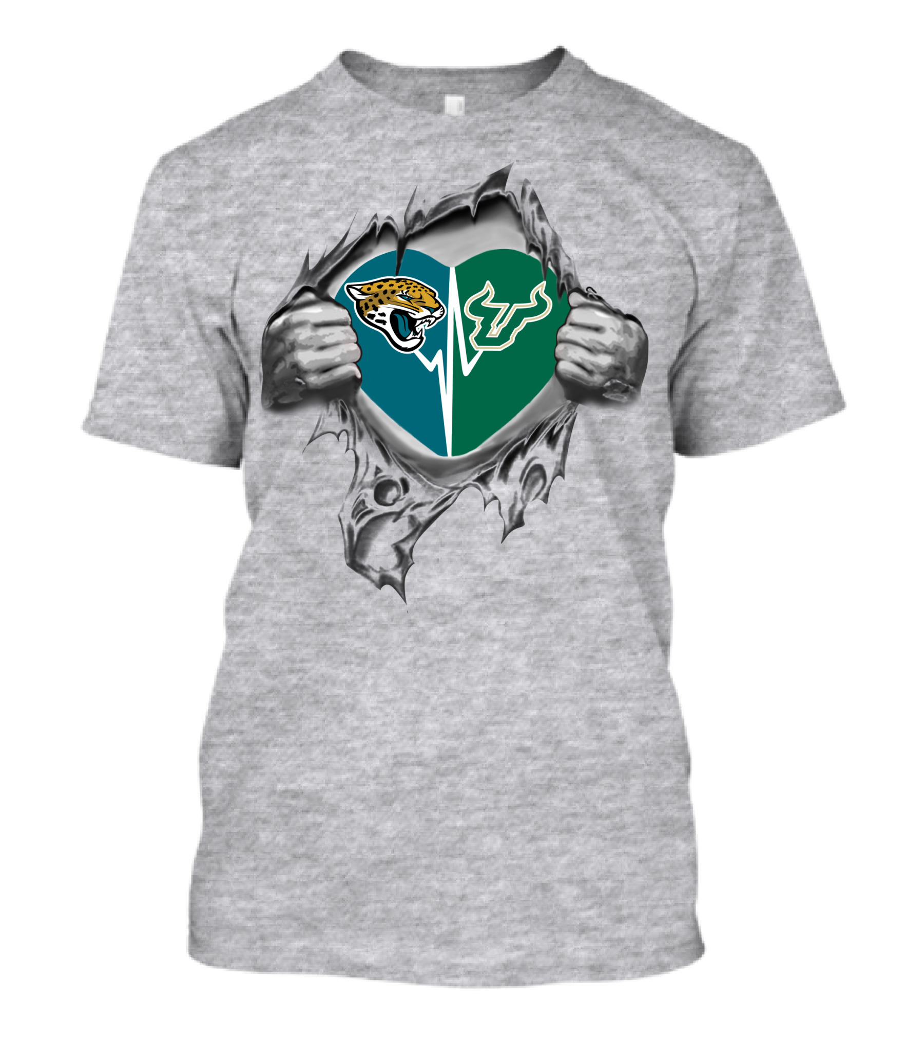 Jaguars South Florida Bulls Heart T-Shirt